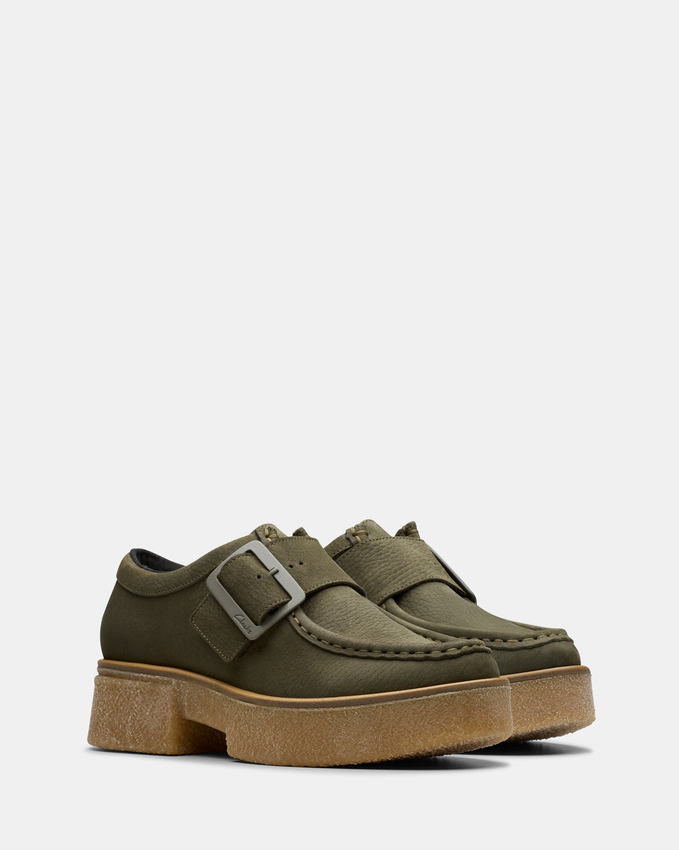 Linoso Monk Dark Green Nubuck – Clarks