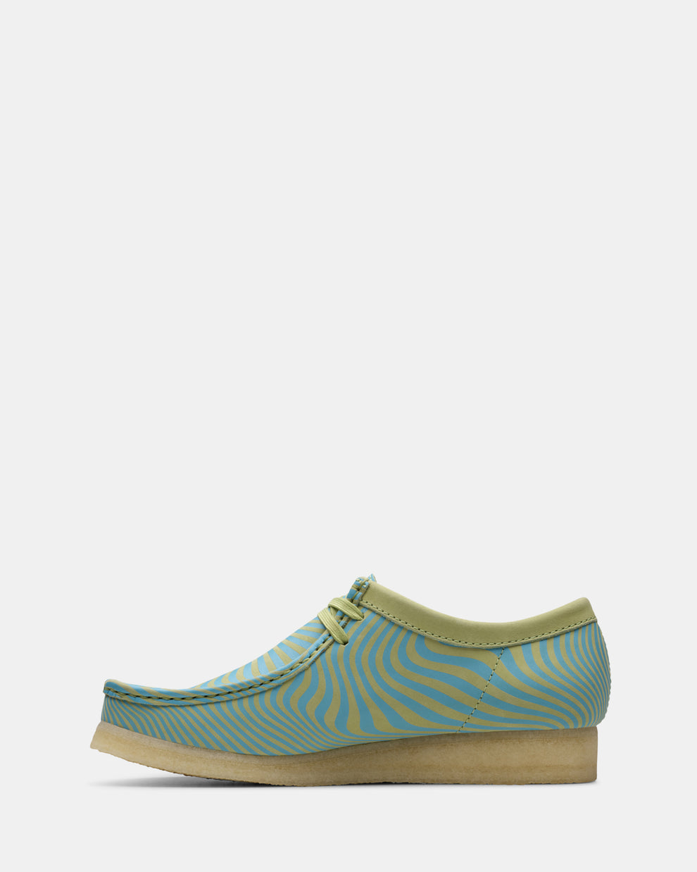 Wallabee (M) Blue/Lime Print – Clarks